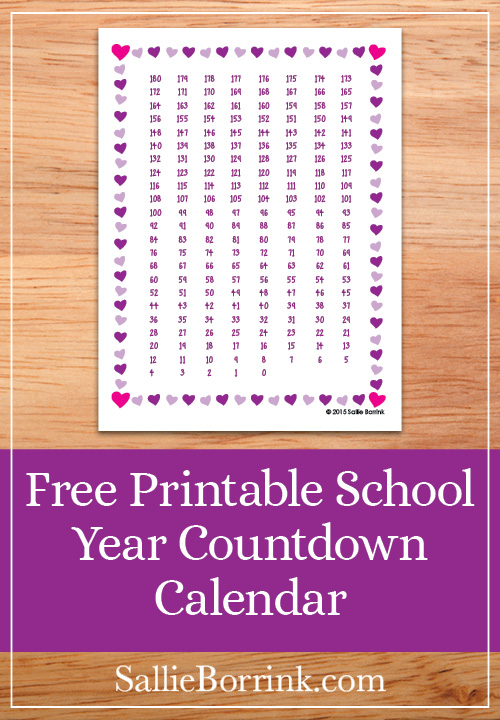 Free School Year Countdown Calendar Printable | Sallie Borrink