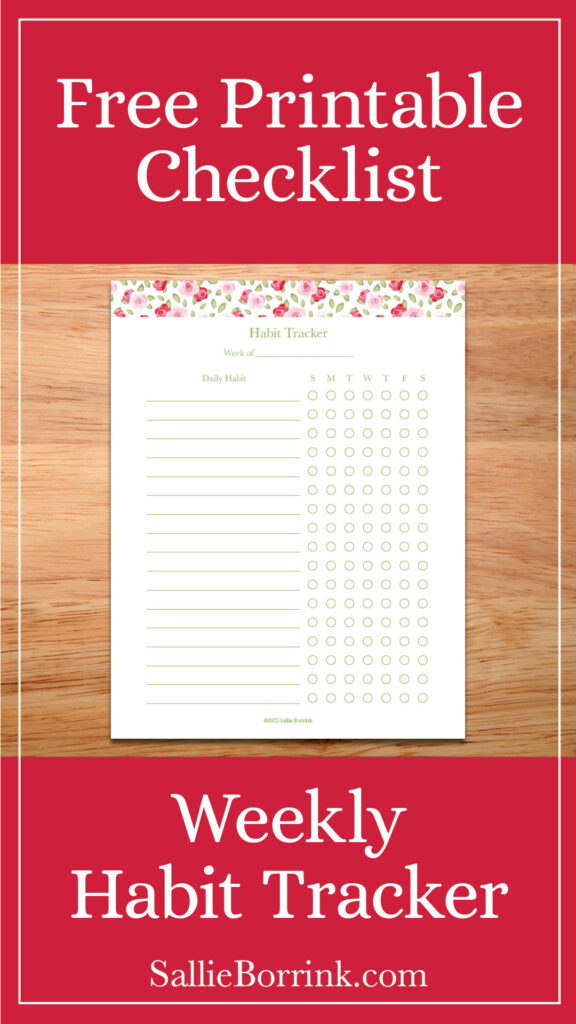 Free Weekly Habit Tracker | Printable | Sallie Borrink