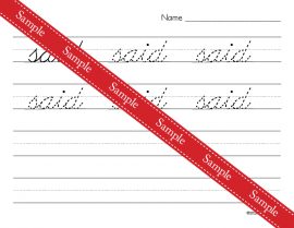 Cursive Handwriting Practice Worksheets - 100 Sight Words | A Quiet ...