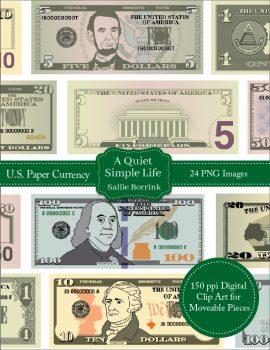 U.S. Paper Currency Clip Art - Realistic, Color - A Quiet Simple Life