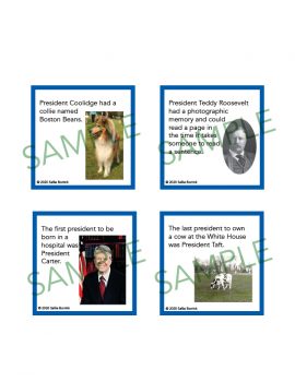 U.S. Presidents Fun Fact Cards | Printable Activity | Sallie Schaaf Borrink