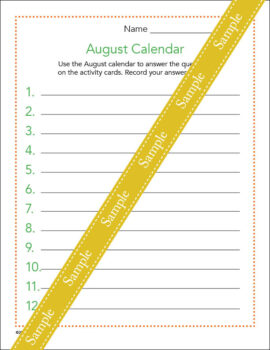 August Calendar Printable Activity | Sallie Borrink