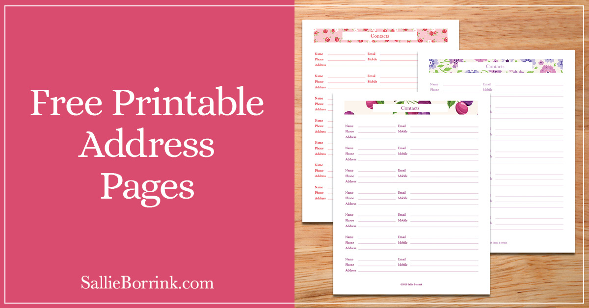 Free Address Pages | 3 Printables | A Quiet Simple Life | Sallie Borrink