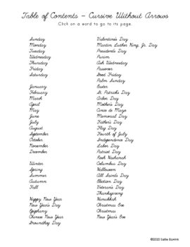 Cursive Handwriting Practice Worksheets - 60 Calendar and Holiday Words ...