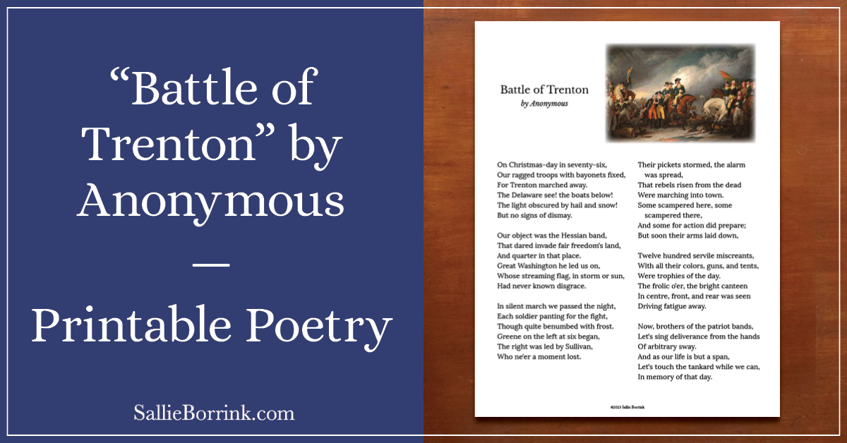 “Battle of Trenton” by Anonymous | Printable Poem | Sallie Borrink