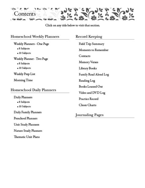 Black & White Floral Editable Homeschool Planner for March 2023 - June ...