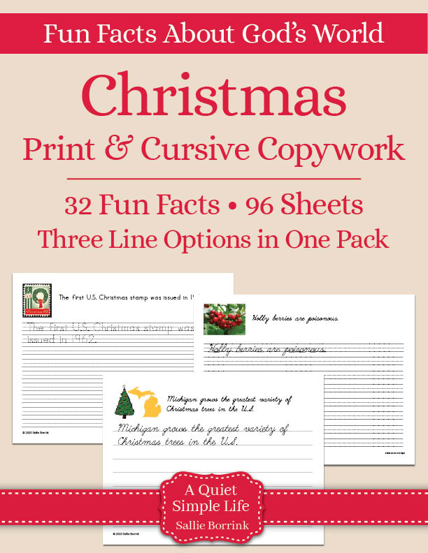 Christmas Copywork – Print & Cursive - A Quiet Simple Life