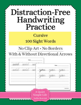 Cursive Handwriting Practice Worksheets - 100 Sight Words | A Quiet ...
