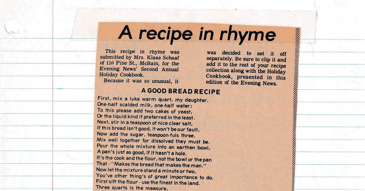 A Vintage Rhyming Bread Recipe From My Great-Grandmother | A Quiet ...