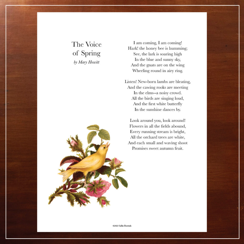 “The Voice of Spring” by Mary Howitt | Printable Poem | A Quiet Simple Life
