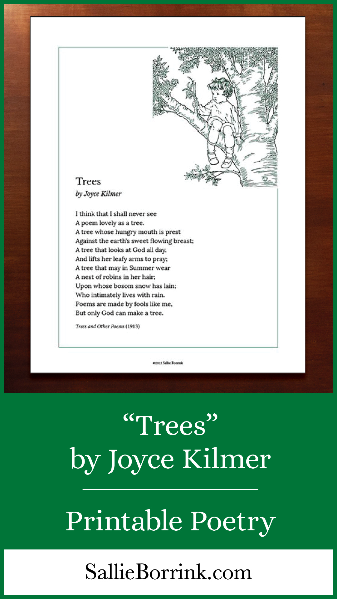 “Trees” by Joyce Kilmer | Printable Poem | A Quiet Simple Life | Sallie ...