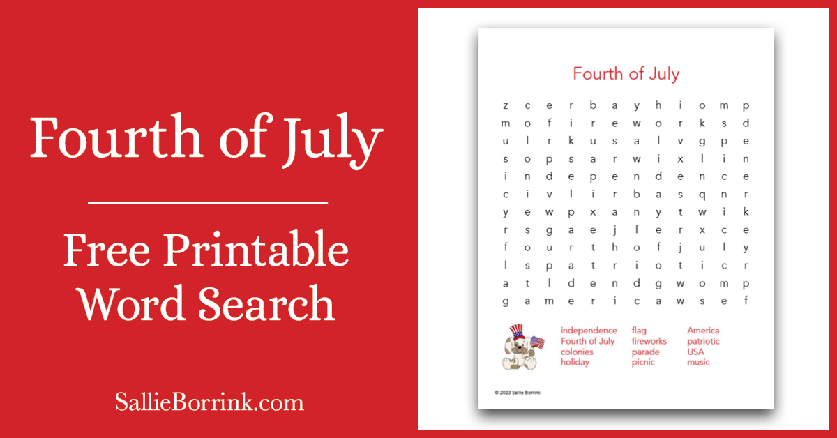 Free Fourth of July Word Search | A Quiet Simple Life | Sallie Borrink