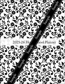 Editable Homeschool Planner | Black & White Floral for March 2025 ...