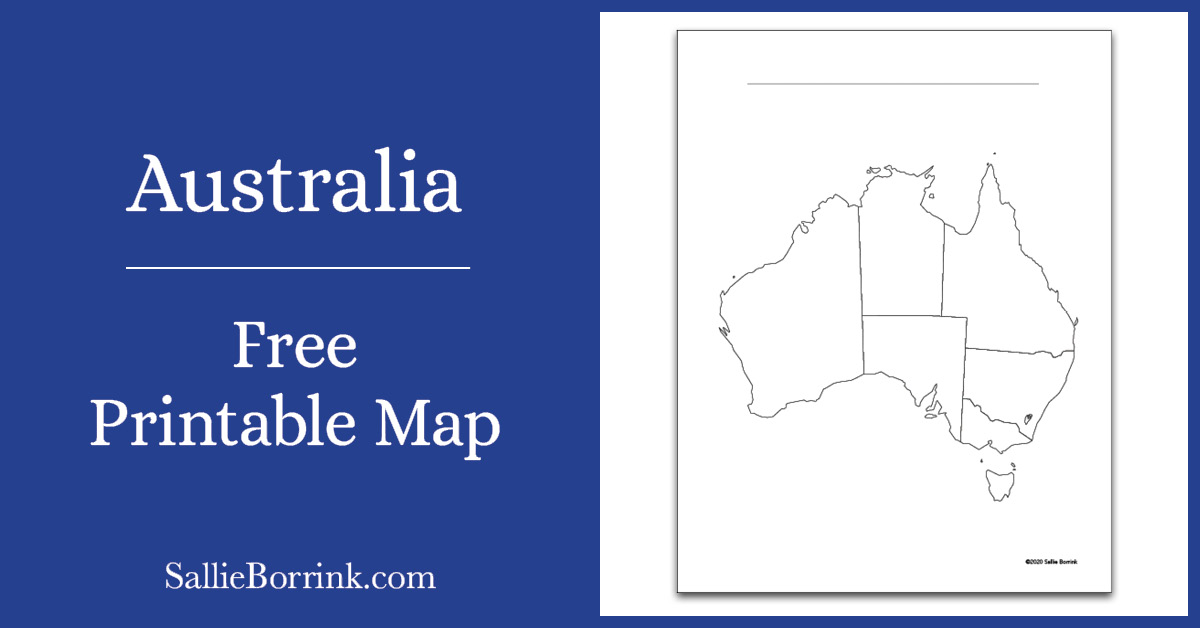 Free Printable Australia Map – Blank Outline for Homeschool | Sallie ...