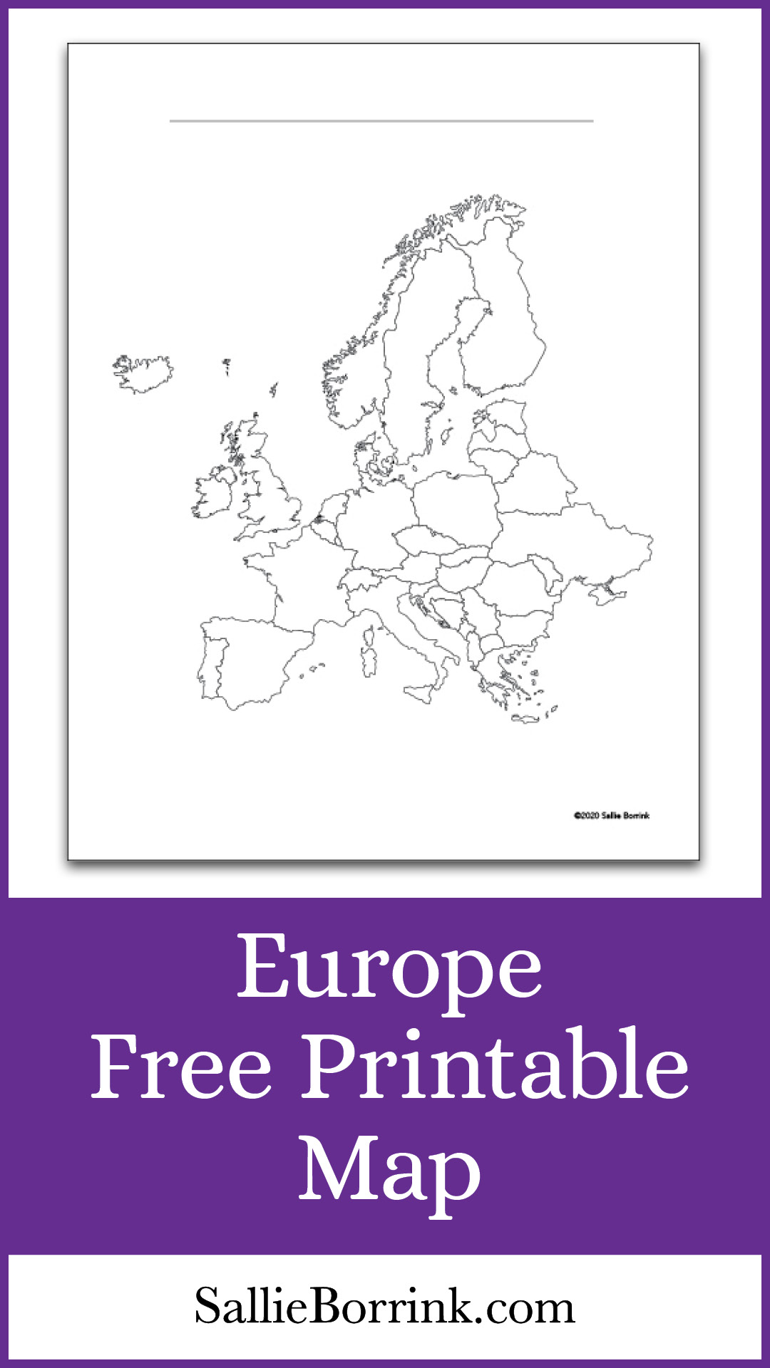 Free Printable Europe Map – Blank Outline for Geography | Sallie Borrink