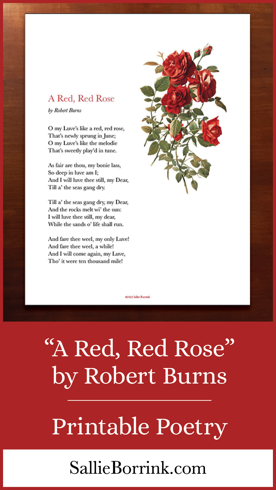 “A Red, Red Rose” by Robert Burns | Printable Poem | A Quiet Simple ...