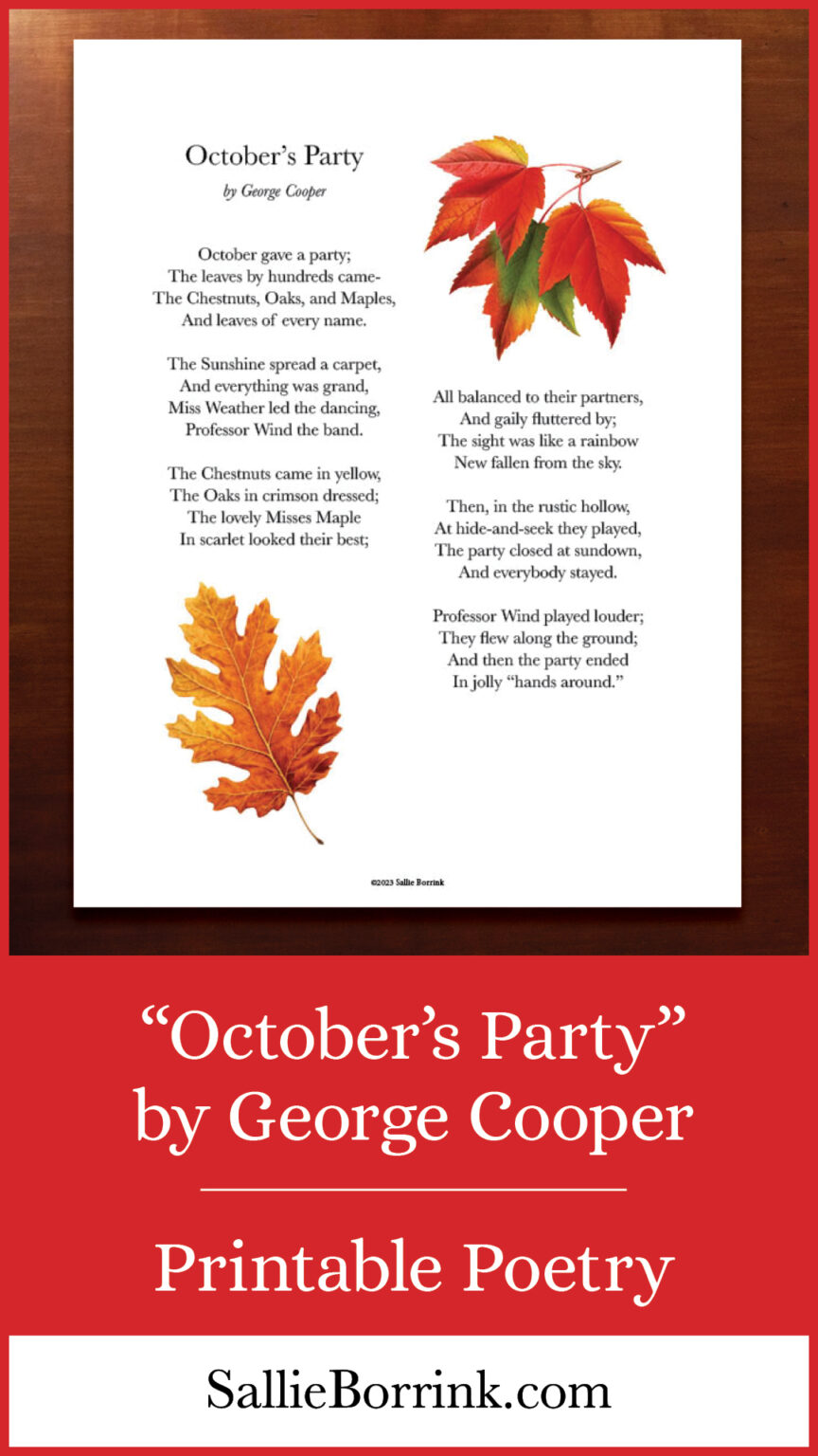 “October’s Party” by George Cooper | Printable Poem | Sallie Borrink