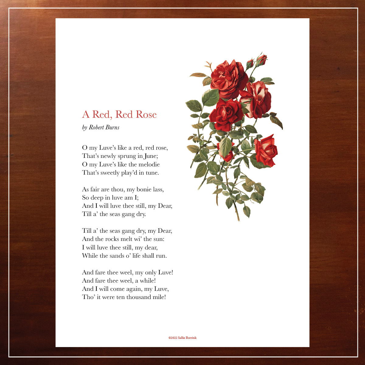 “A Red, Red Rose” by Robert Burns | Printable Poem | A Quiet Simple Life