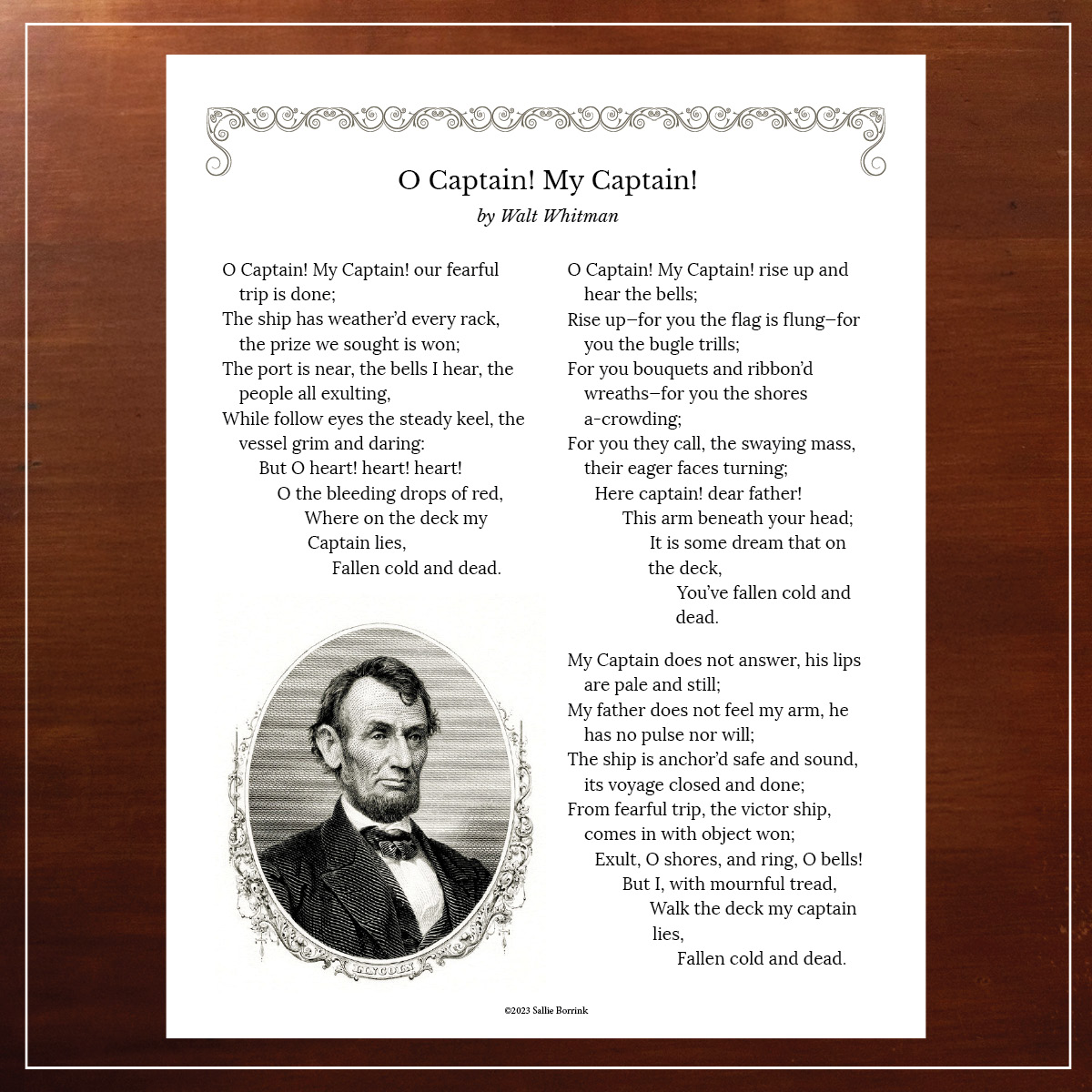 “O Captain! My Captain!” by Walt Whitman | Printable Poem | A Quiet ...