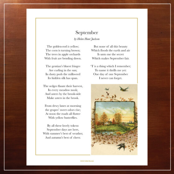 “September” by Helen Hunt Jackson | Printable Poem | A Quiet Simple Life