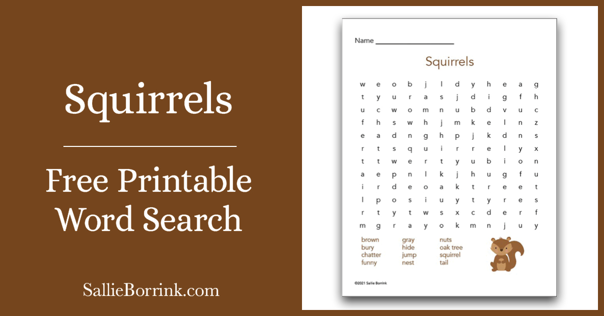 Free Squirrels Word Search Printable | A Quiet Simple Life | Sallie Borrink