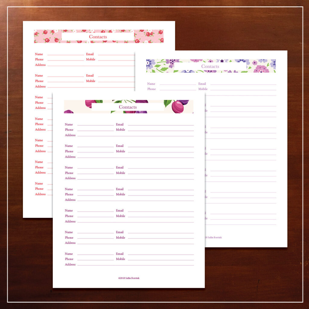 Free Address Pages | 3 Printables | A Quiet Simple Life