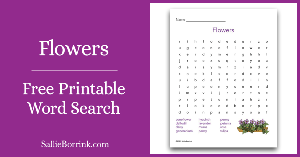 Free Flowers Word Search Printable | Sallie Schaaf Borrink
