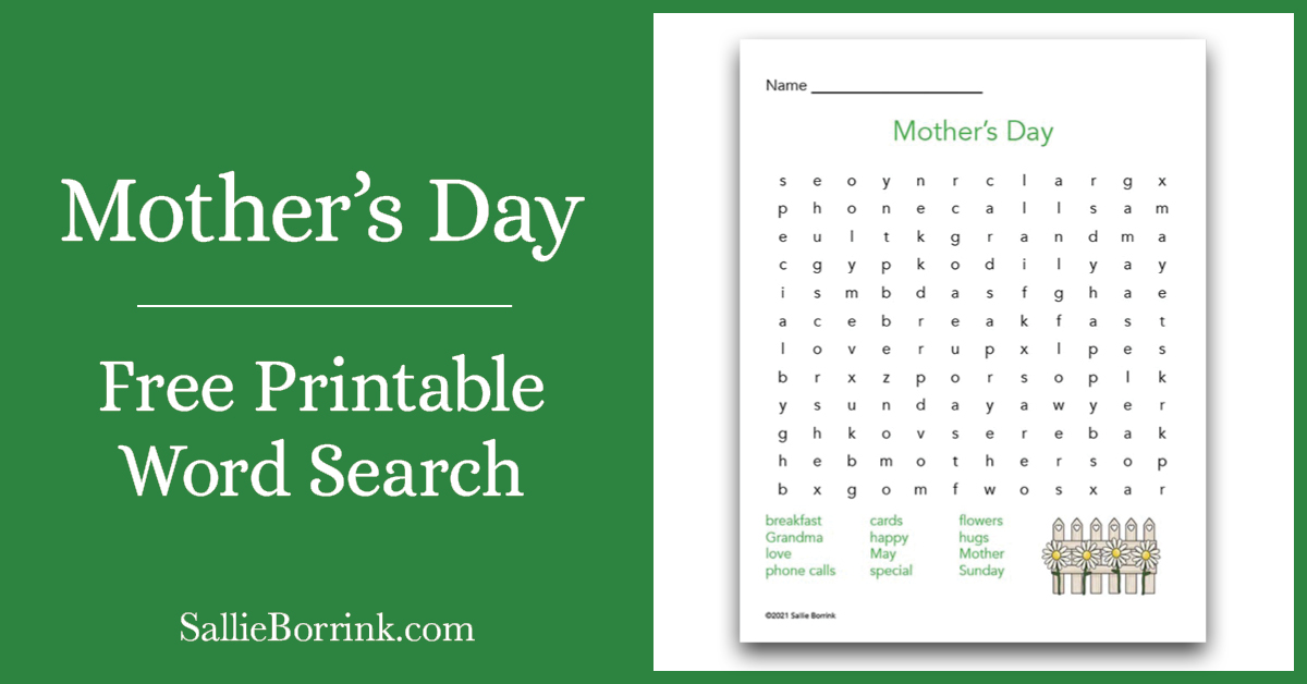 Free Mother’s Day Word Search Printable | Sallie Schaaf Borrink