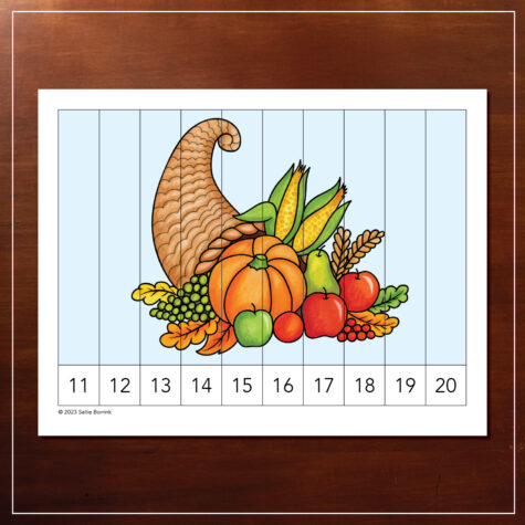 Cornucopia Counting Puzzle Free Printable | A Quiet Simple Life