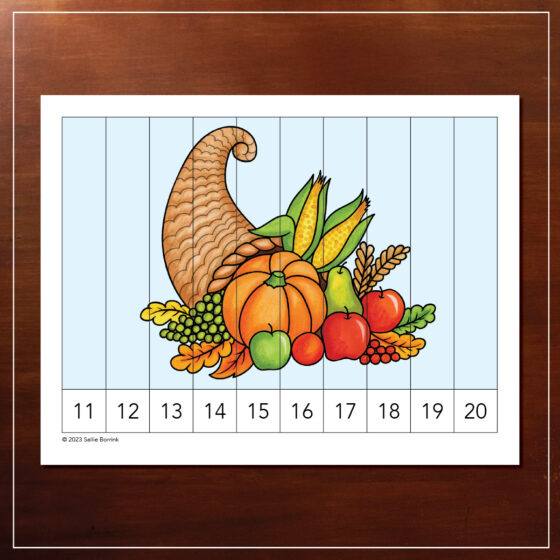Cornucopia Counting Puzzle Free Printable | A Quiet Simple Life