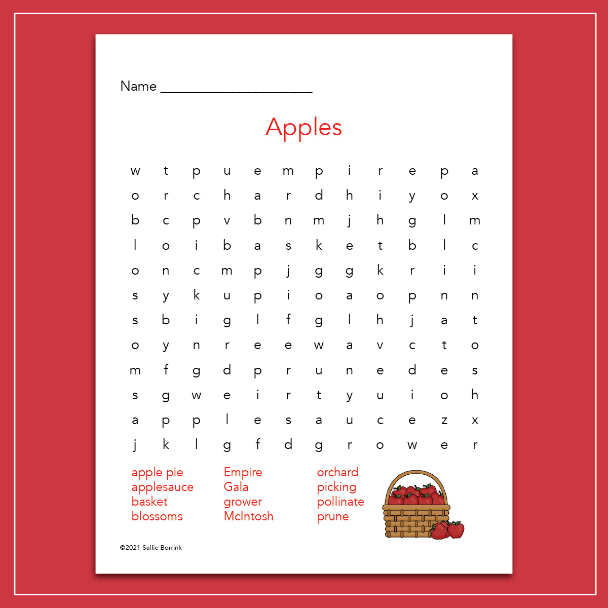 Free Apples Word Search Printable | A Quiet Simple Life
