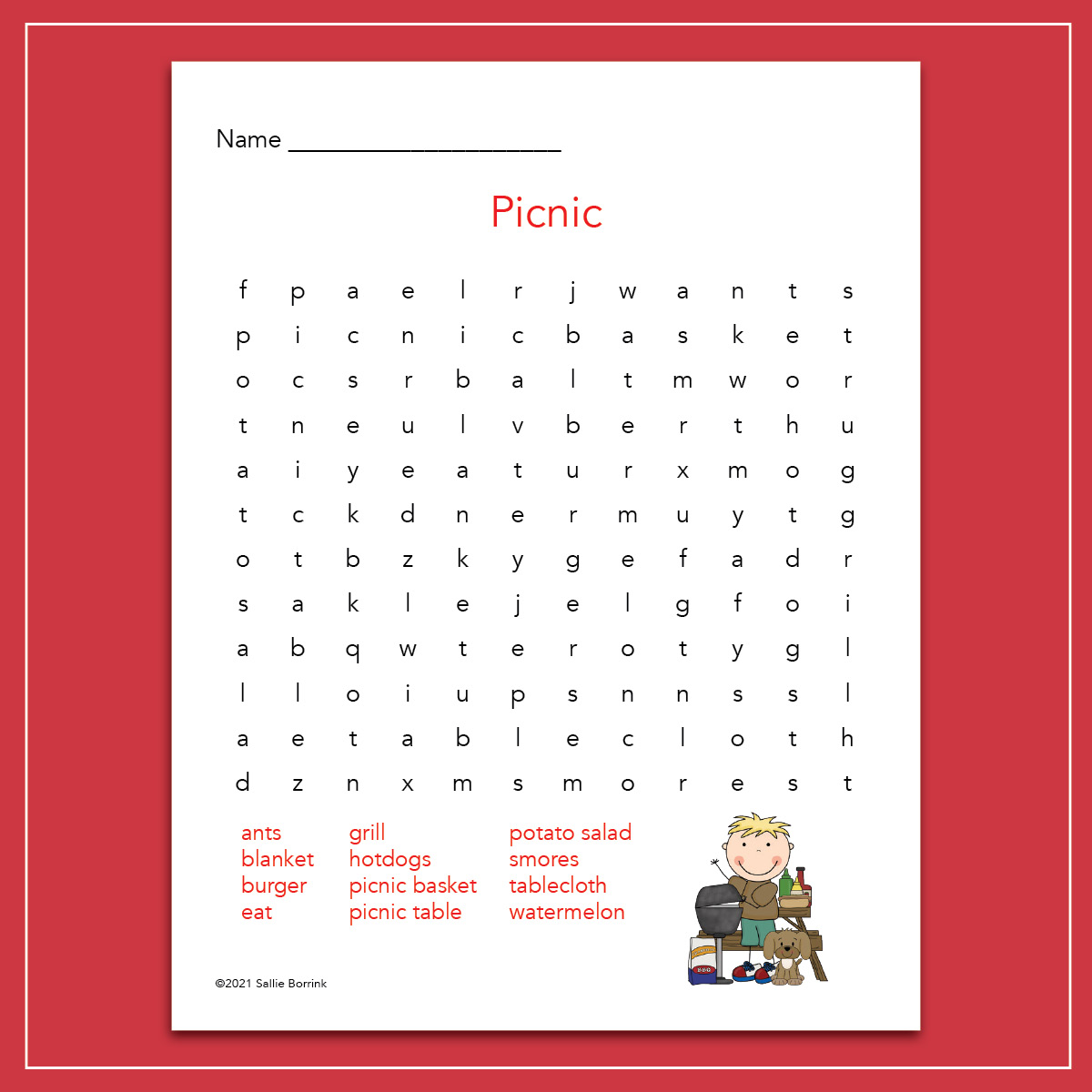 Free Picnic Word Search Printable | A Quiet Simple Life