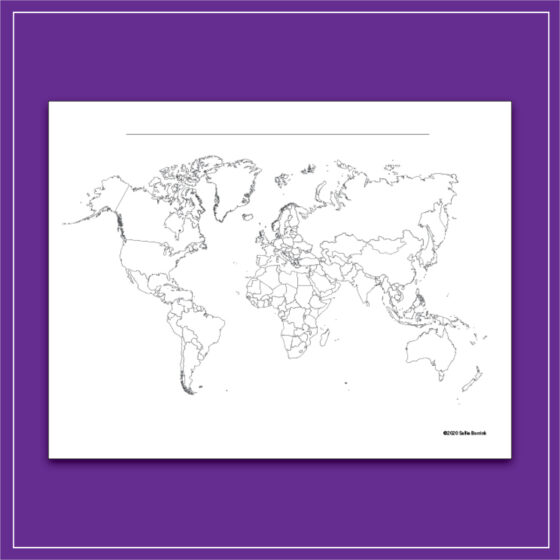 Free Printable World Map – Blank Outline for Homeschool | A Quiet ...